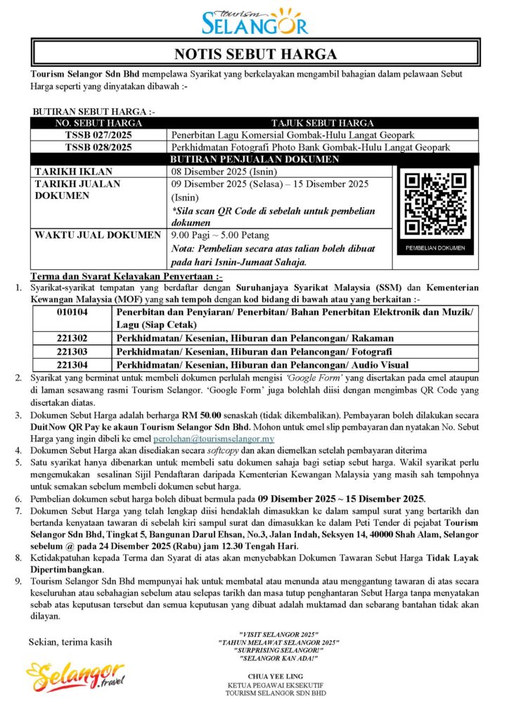 TSSB 027/2025 & TSSB 028/2025 [CLOSED] - Tourism Selangor