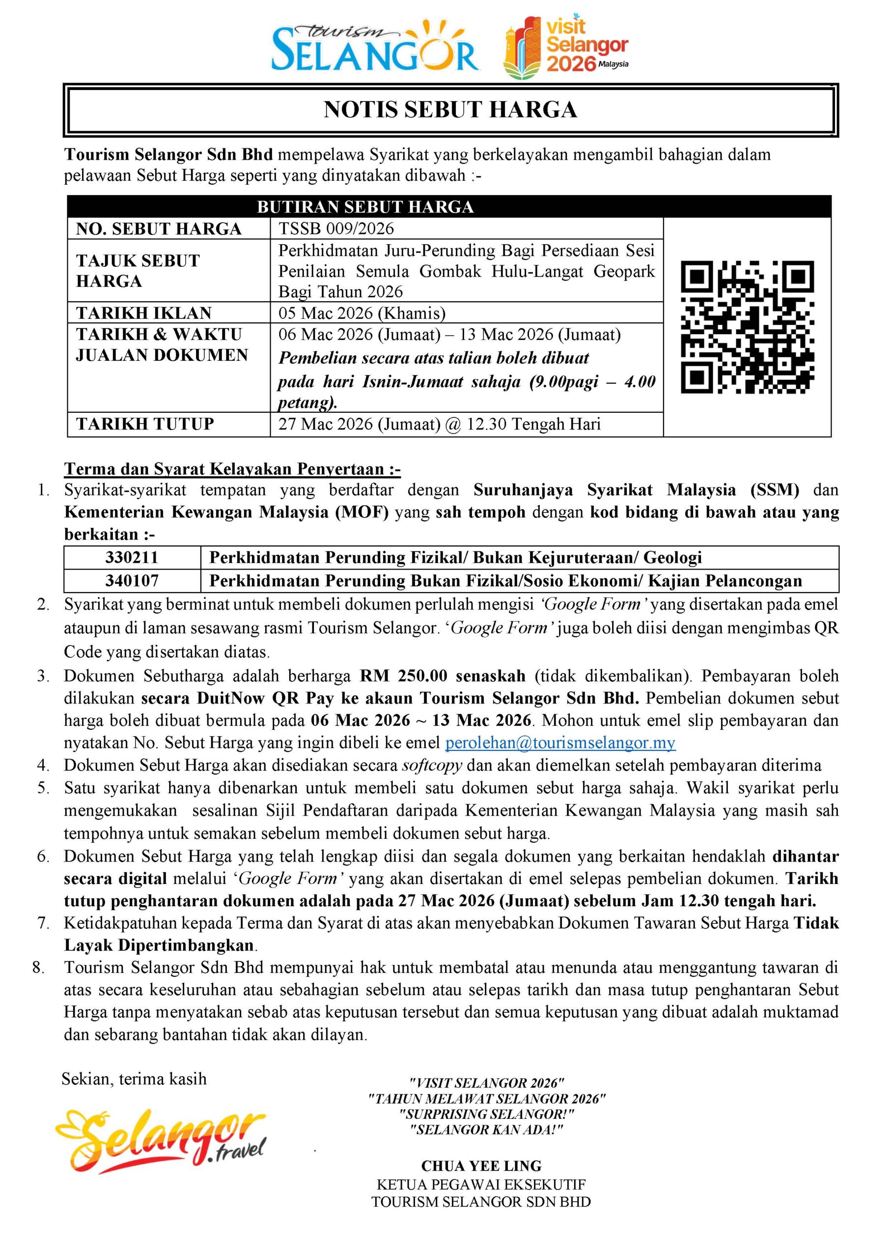TSSB 009/2026 - Tourism Selangor