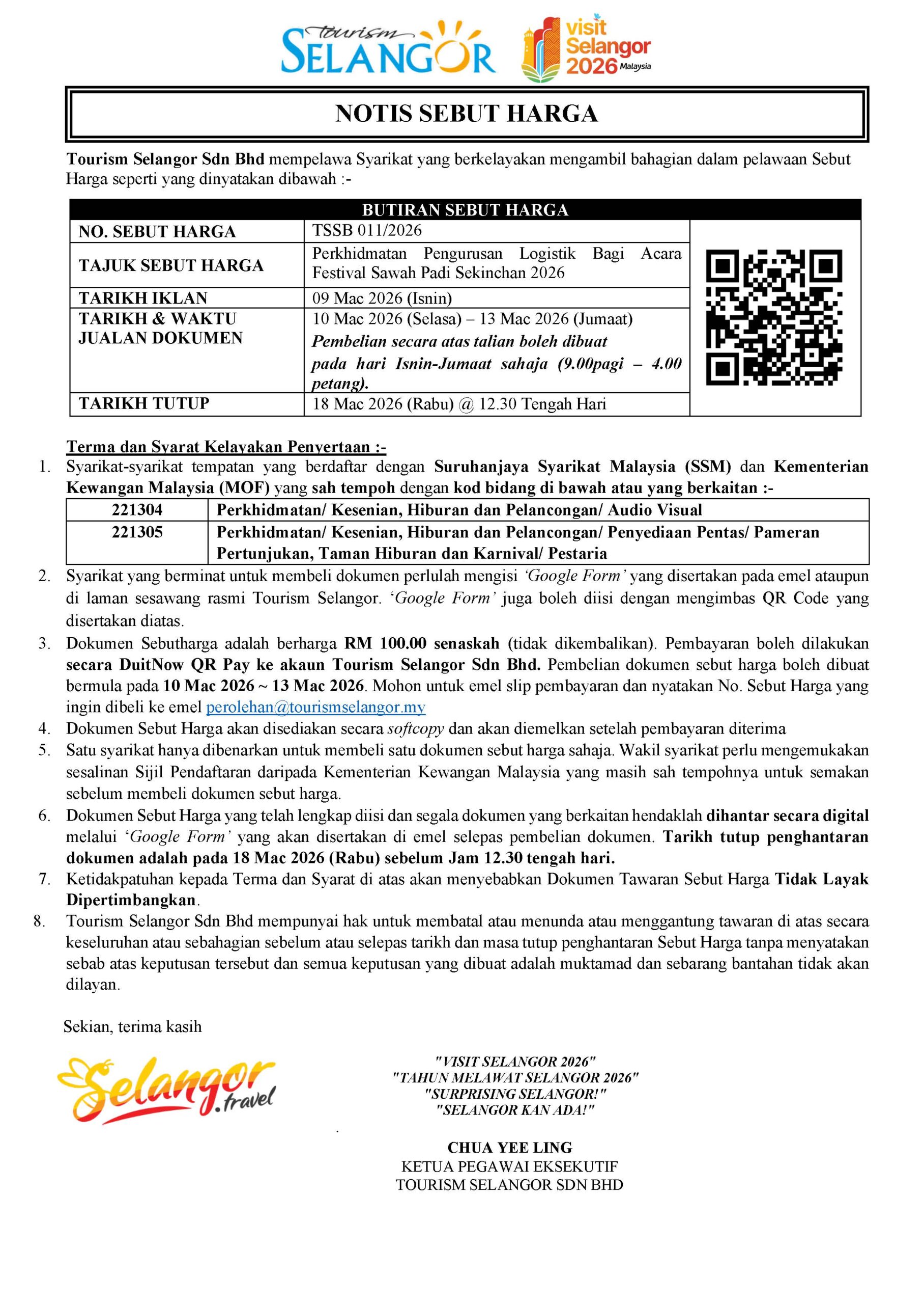 TSSB 010/2026 & TSSB011/2026 - Tourism Selangor
